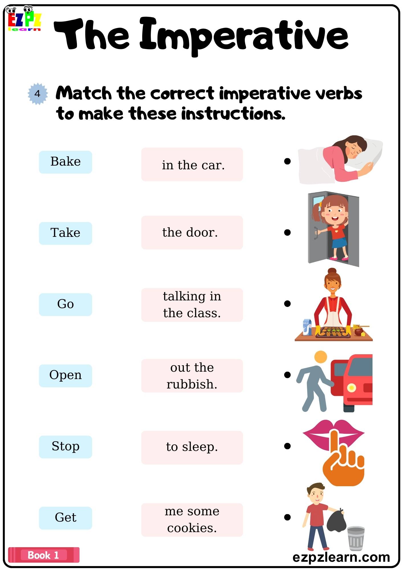 The Imperative Match the Words and Pictures to Complete the Sentences ... The Imperative Match the Words and Pictures to Complete the Sentences ...